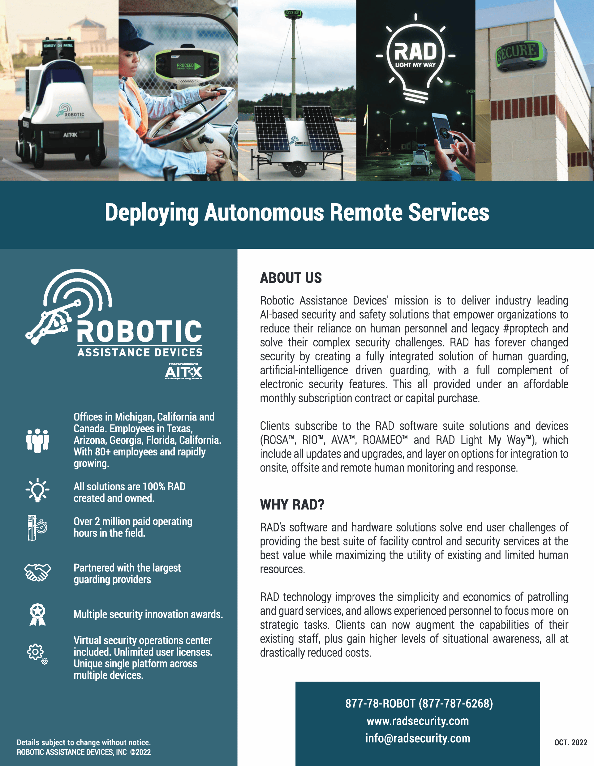 RAD - 4 Pager Brochure Download | Robotic Assistance Devices (RAD)